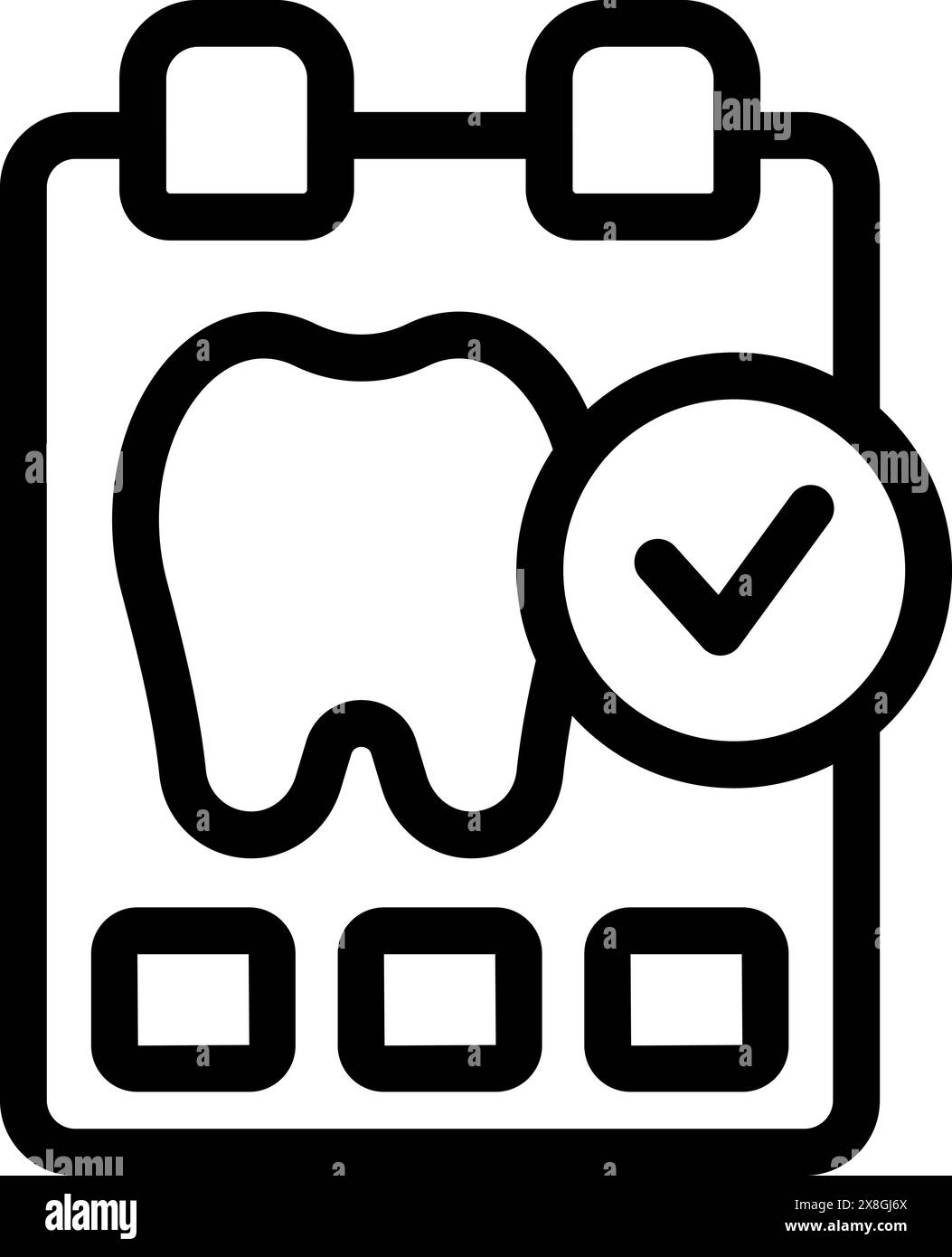 Dental appointment reminder icon with tooth check mark symbol for ...