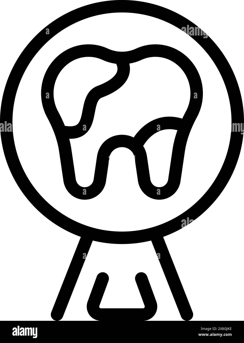 Outline of a tooth inside a magnifying glass, representing dental ...
