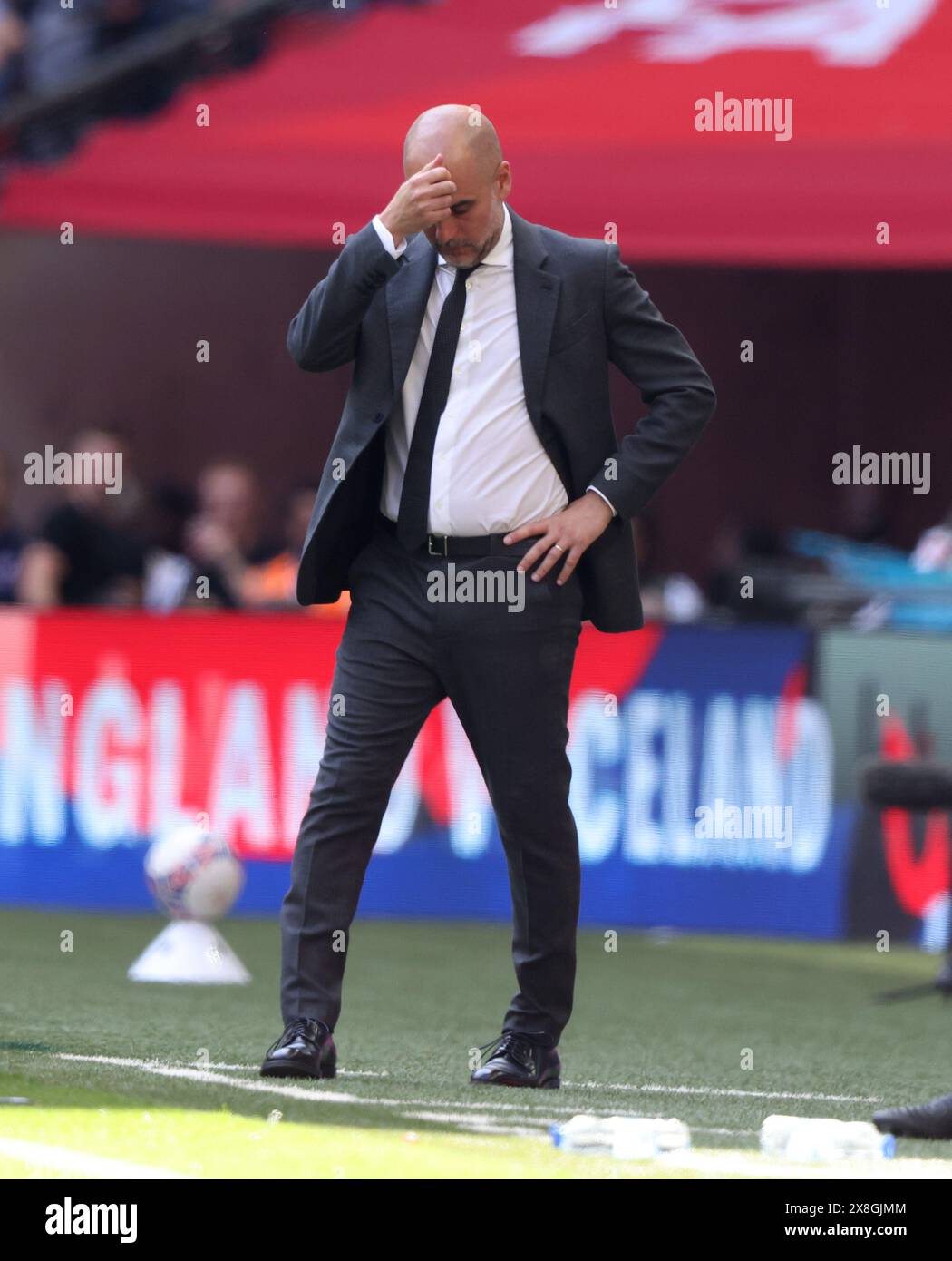London, UK. 25th May, 2024. Pep Guardiola (Man City manager) dejection ...
