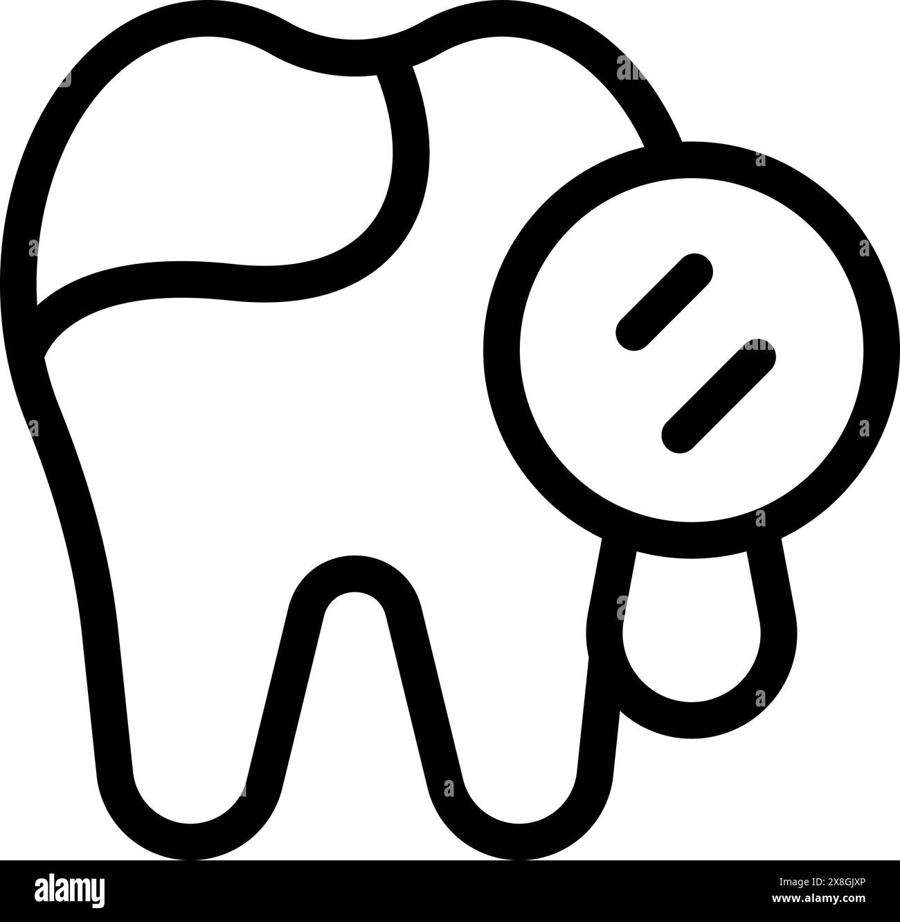 Minimalistic black and white dental checkup icon illustration with ...