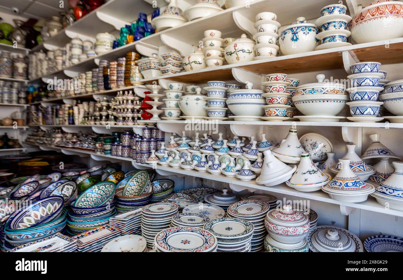 Safi, Morocco - 20 May 2024 : Beautiful pottery items in Safi city in ...