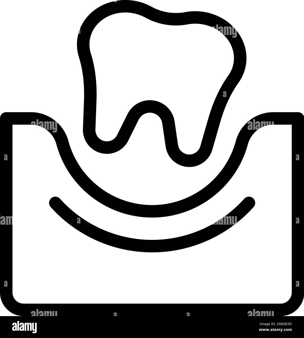 Linear icon representing tooth and gum for dental health and hygiene ...