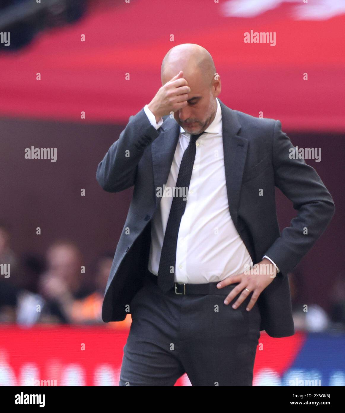 London, UK. 25th May, 2024. Pep Guardiola (Man City manager) dejection ...