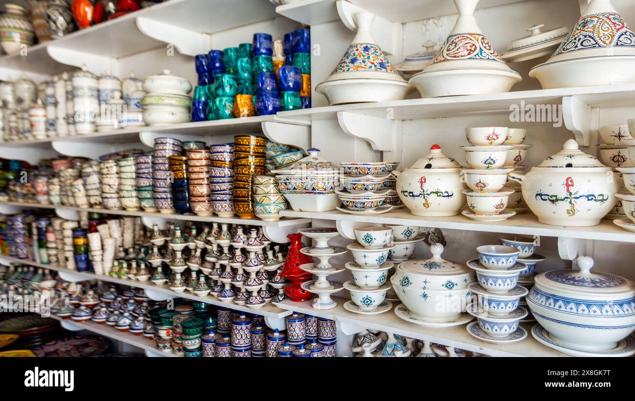 Safi, Morocco - 20 May 2024 : Beautiful pottery items in Safi city in ...