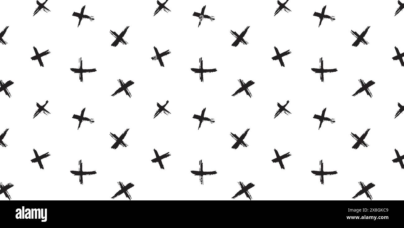Hand drawn crosses seamless pattern. Abstract geometric background with ...