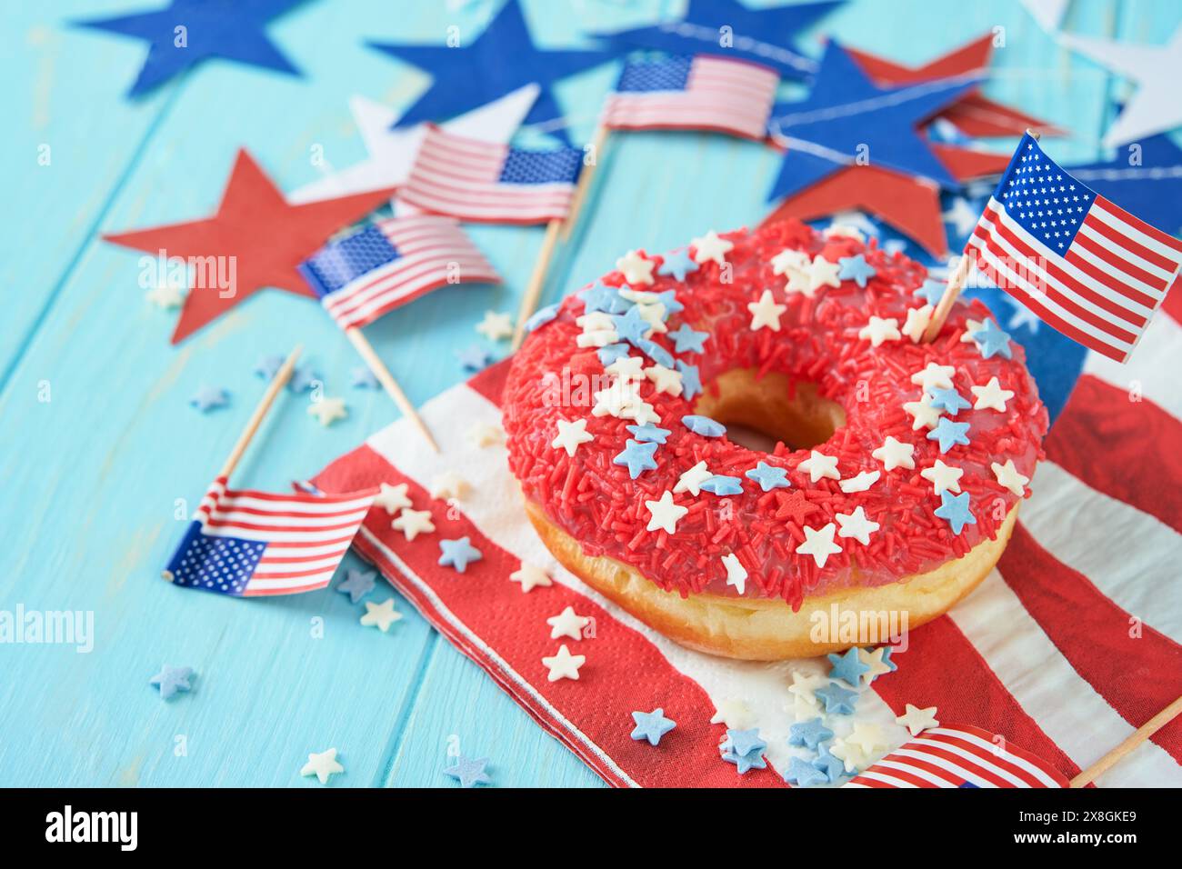 Patriotic sweet donuts 4th july with american flag. Delicious american ...