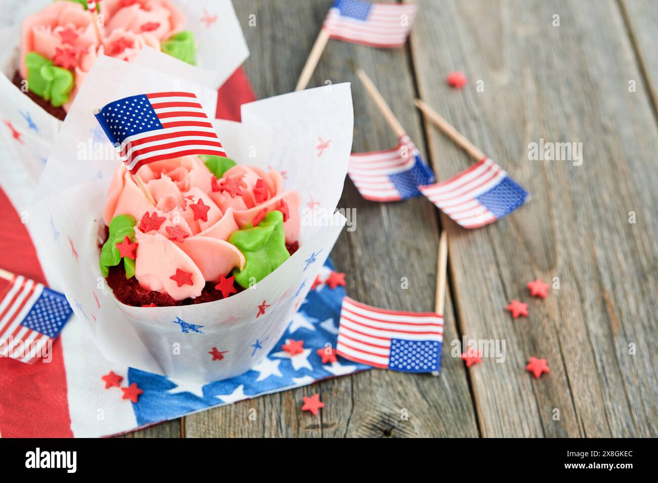 Patriotic cupcake 4th july with american flag. Delicious cupcake with ...