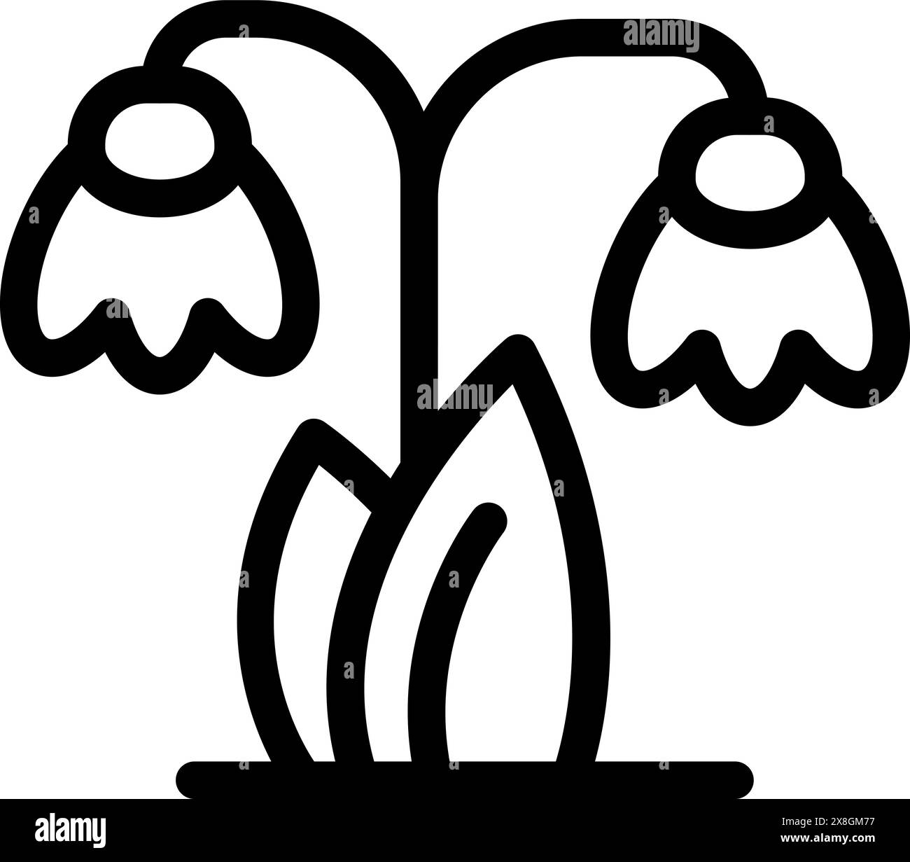 Simplistic icon of flowers in bloom depicted as line art for logos or ...