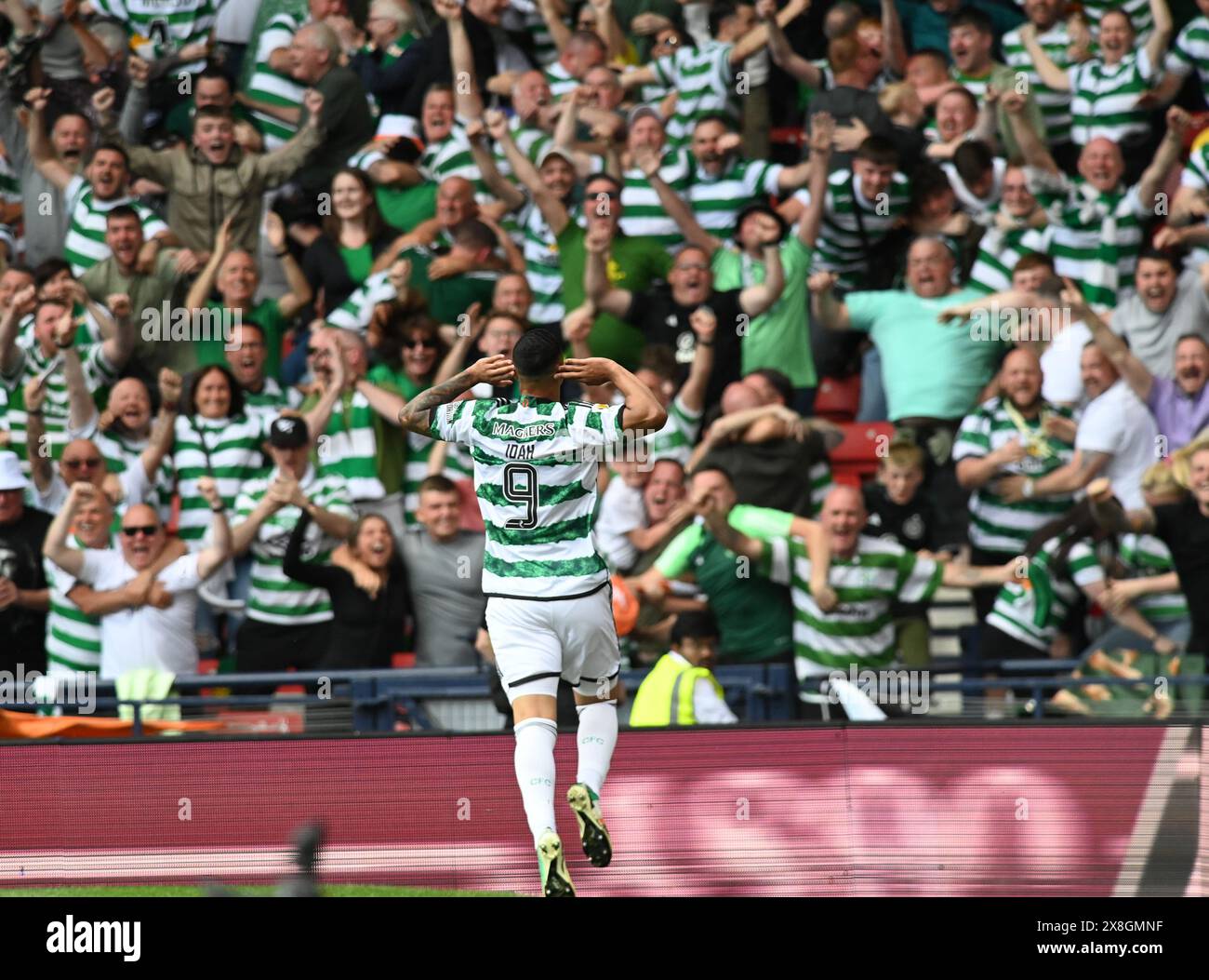 Hampden Park. Glasgow.Scotland, UK. 25th May, 2024. Celtic vs Rangers Scottish Cup Final. Adam ...
