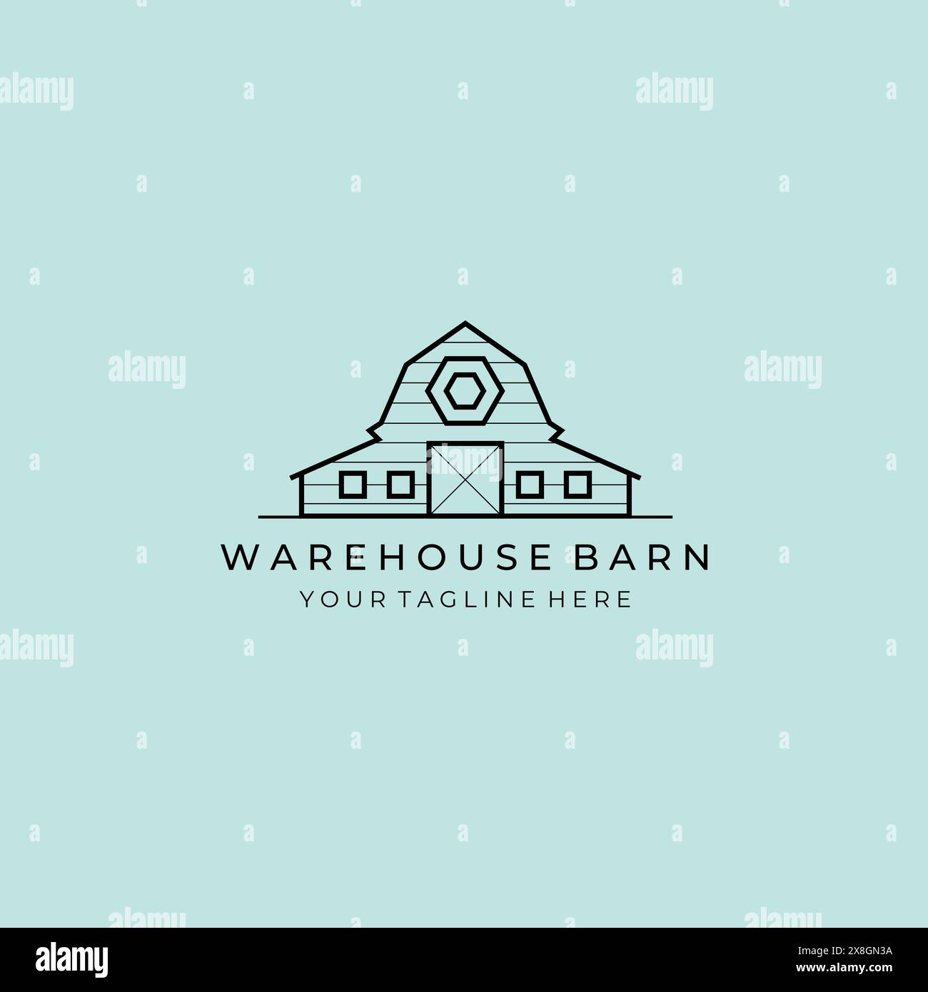 Line art ware house barn logo minimalist vector design Stock Vector ...