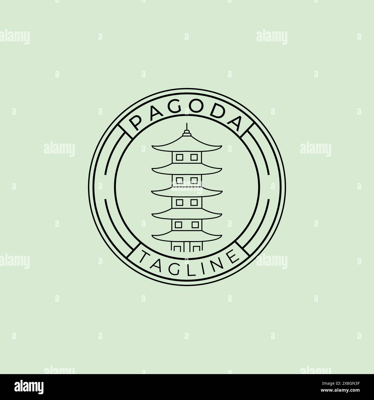 pagoda logo tower line art vector symbol illustration design, pagoda ...