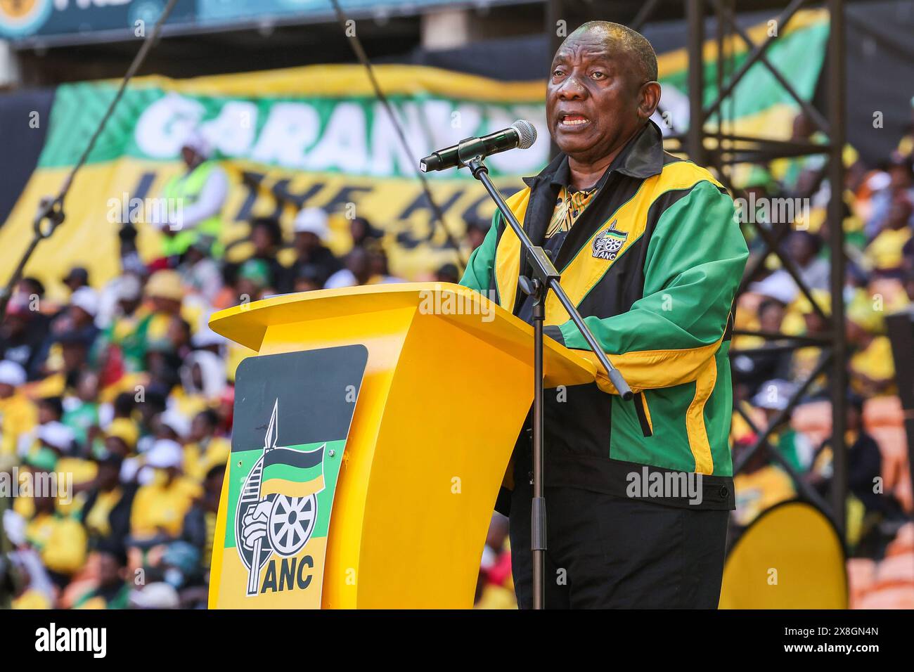 President Cyril Ramaphosa speaks during the final African National ...