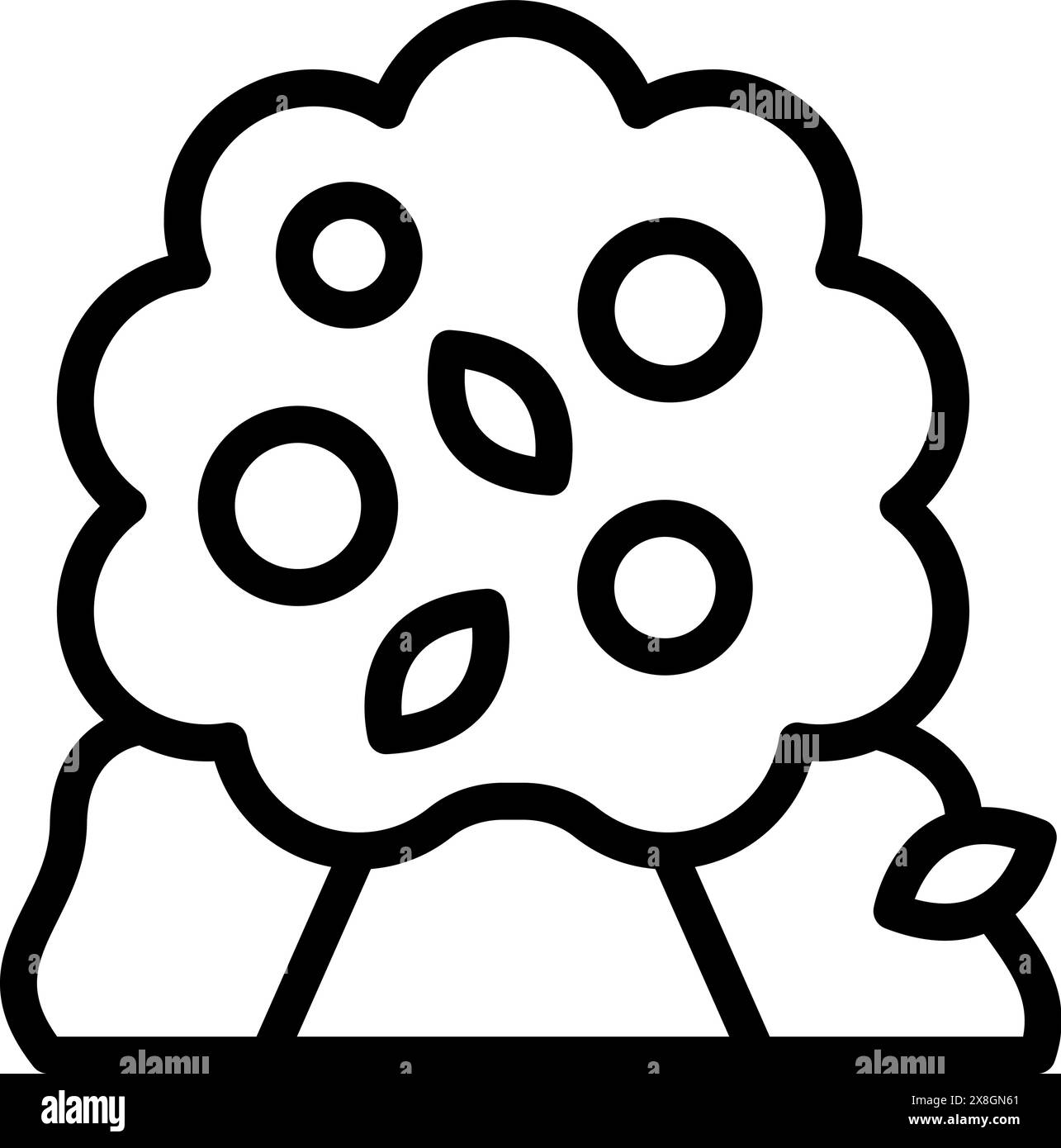 Simple line drawing of a bush with flowers, suitable for coloring and ...