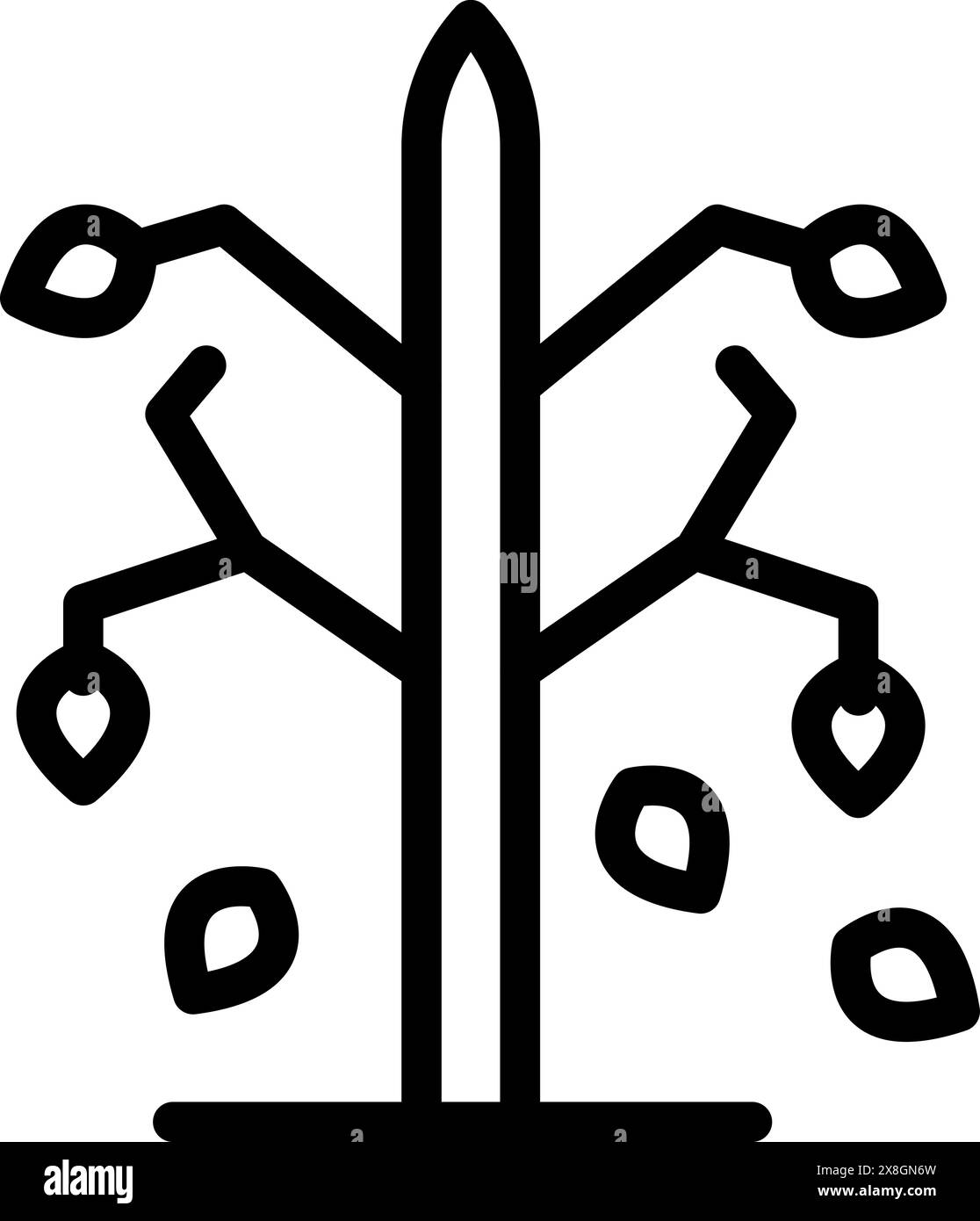 Simple black line design of a stylized tech tree with branches and ...