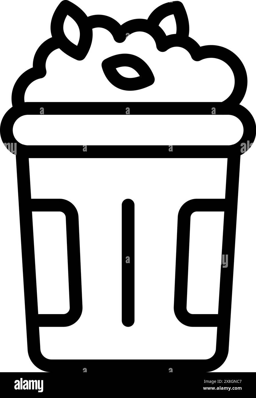 Simple line drawing of a takeaway coffee cup with whipped cream topping ...