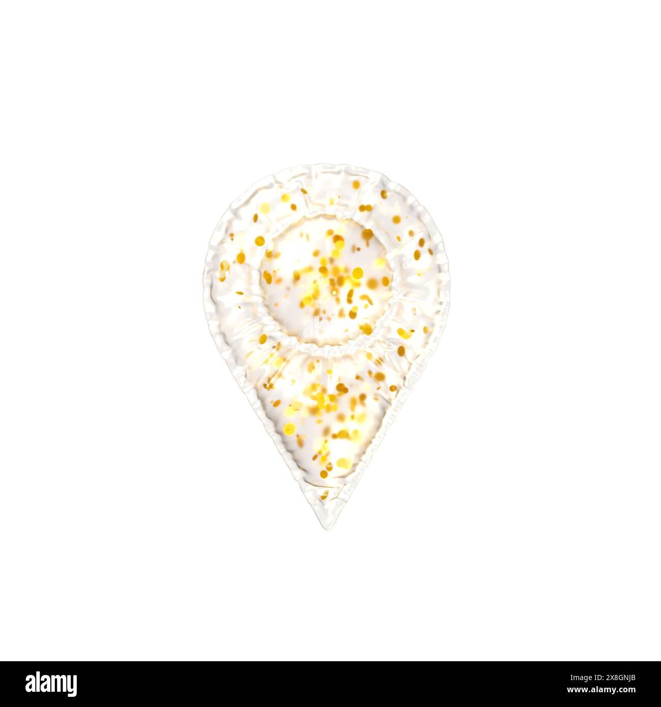 Transparent balloon with golden flakes Map Point. 3d render ...