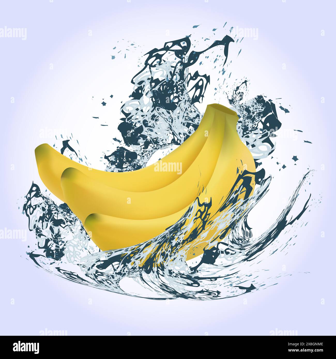 Bananas under splashes of water on a light background. Vector illustration Stock Vector Image ...