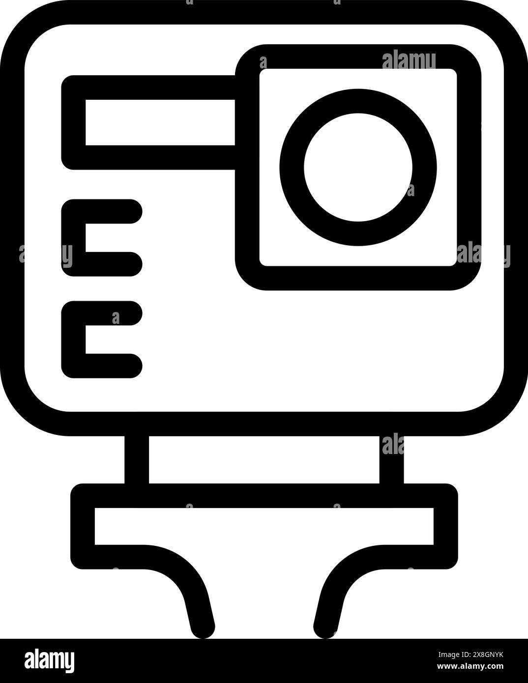 Simple black and white icon representing a computer monitor with ...