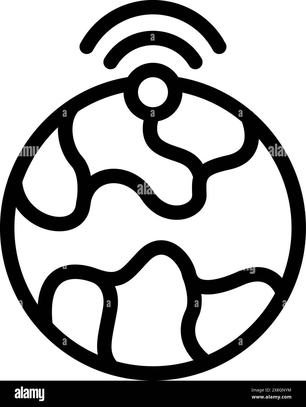 Modern Vector Illustration Of A Black And White Global Connectivity Icon Symbolizing Worldwide