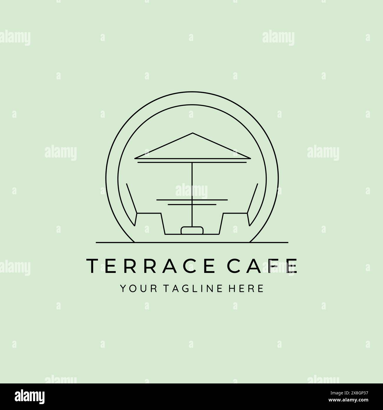 terrace cafe balcony logo line art vector symbol illustration design ...