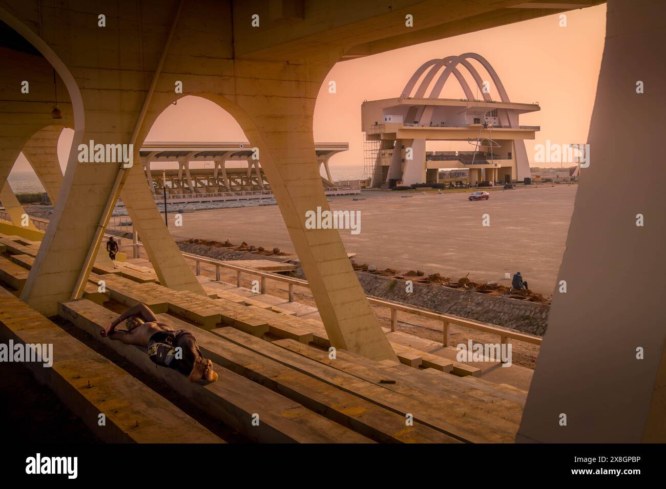 The local man sleeping on the Independence Square (Black Star Square ...