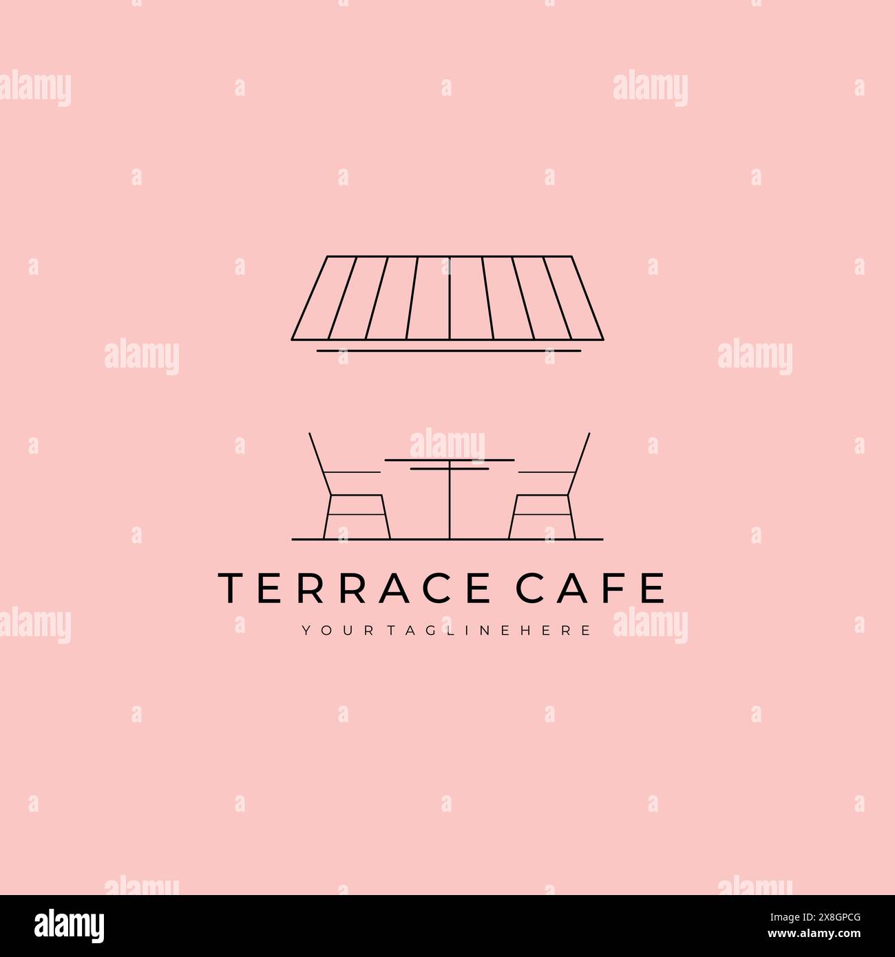 terrace cafe logo vector illustration design graphic, line art logo ...