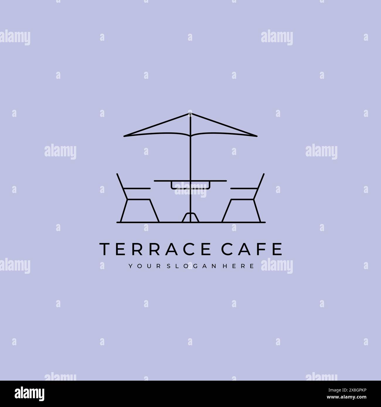 terrace cafe logo icon line art vector minimalist illustration design ...