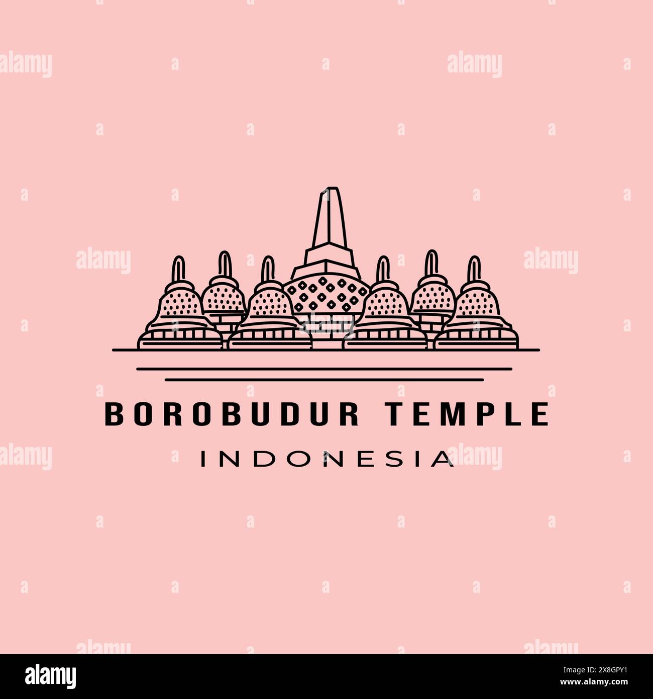 borobudur temple vector line art logo symbol illustration design Stock ...
