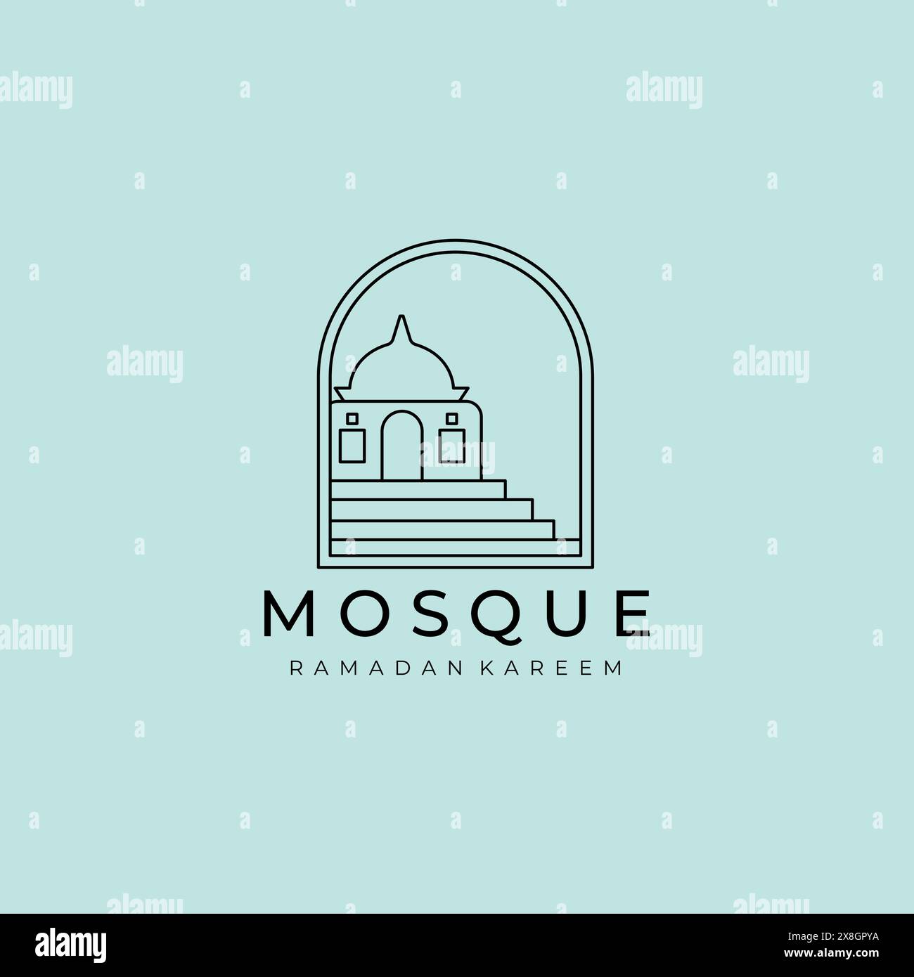 islamic architecture logo line art vector icon symbol illustration ...