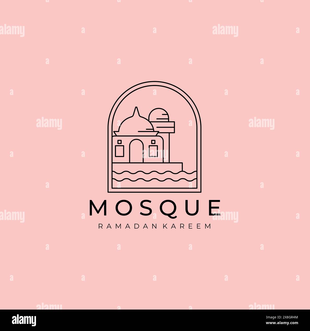 Mosque Line Art Minimal Vector Logo, Illustration Design of Arabian ...