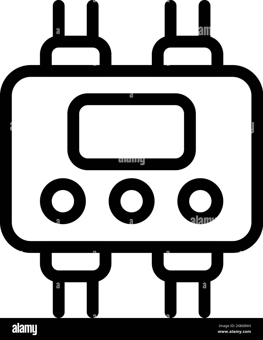 Vector line art illustration of a digital multimeter icon for ...