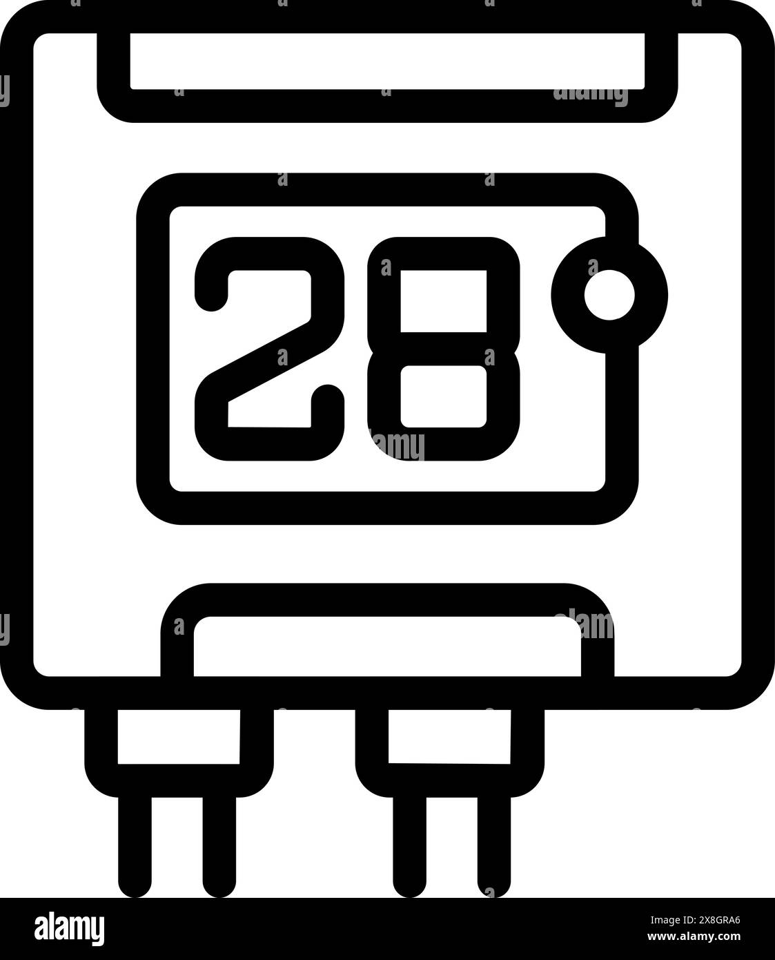 Simple digital thermostat icon outline with temperature regulation and ...