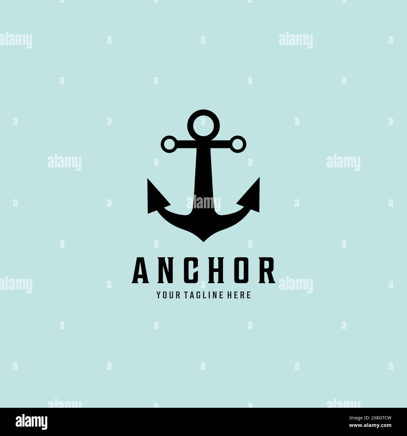 Anchor Logo Template Design Vector and ocean wave, Emblem, Concept ...