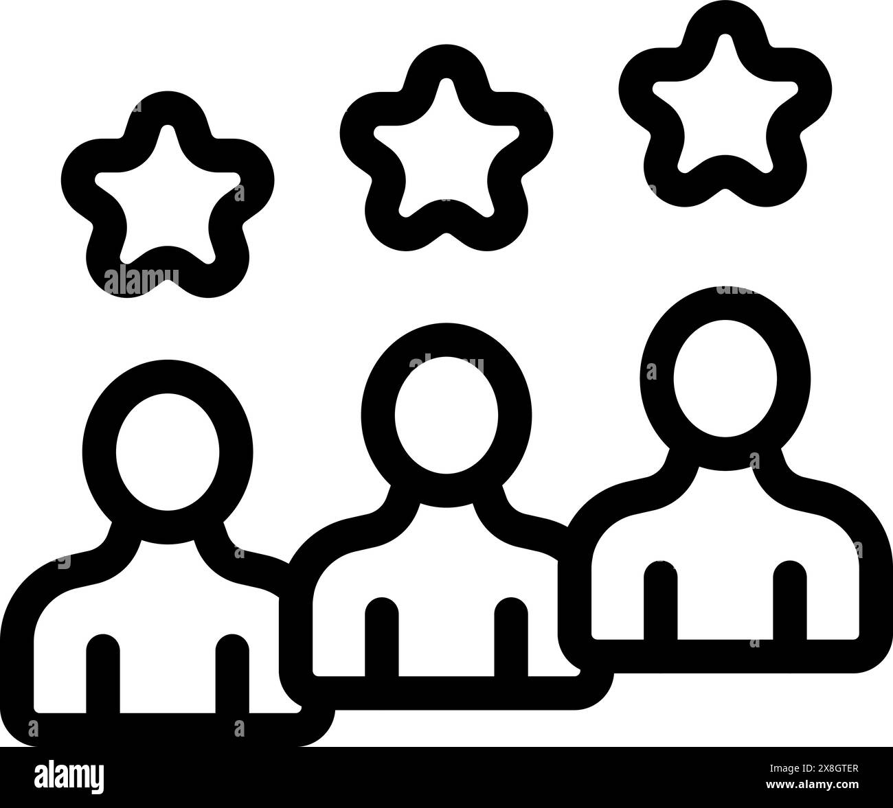 Simple black and white icon representing customer feedback with star ...