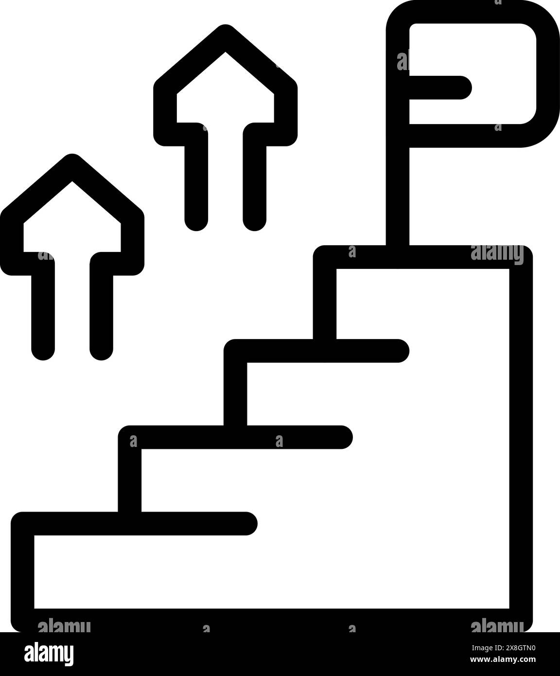 The black and white staircase to success icon representing growth ...