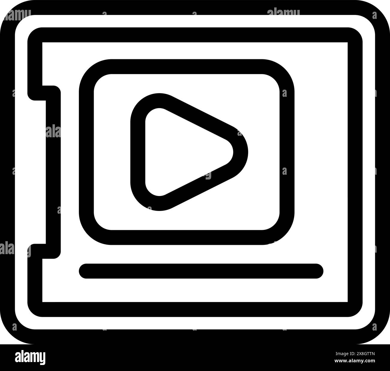 Vector illustration of a bold outline play button icon, isolated on a ...