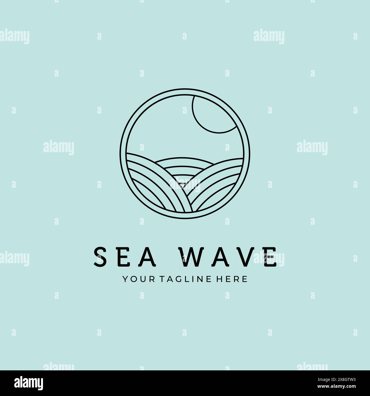 sea wave line art minimalist logo vector design Stock Vector Image ...