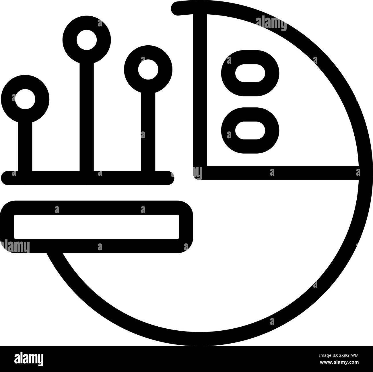 Black and white vector of a stylized tech symbol merging electronic ...