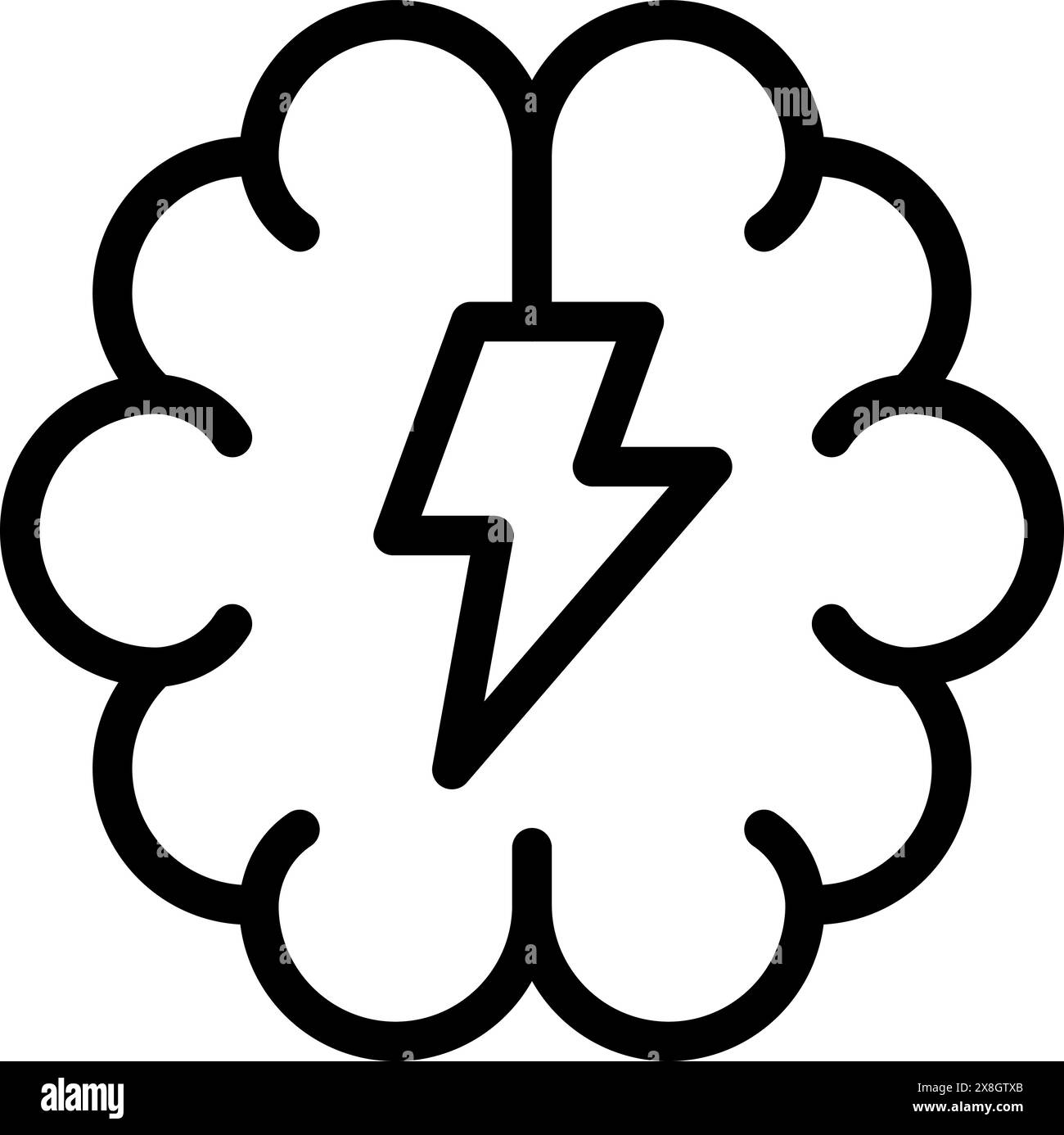 Simple icon representing a brainstorm with a lightning bolt in a brain ...