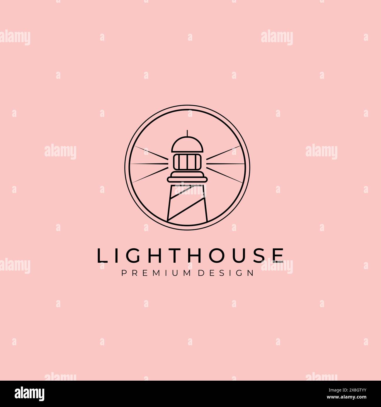 Lighthouse Logo Line Art Vector Symbol Illustration Design Lighthouse