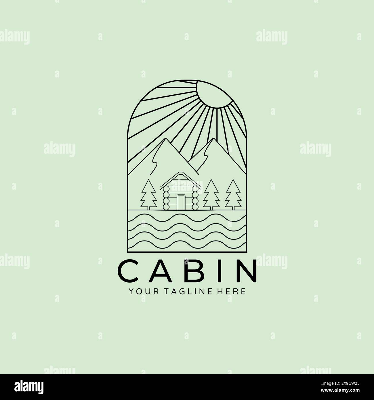 Cabin line art logo vector illustration design Stock Vector Image & Art ...