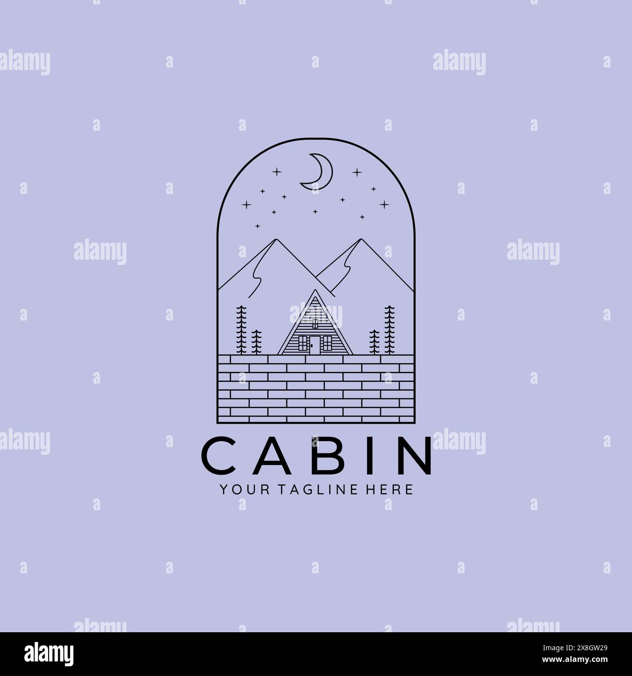wooden cabin line art logo vector illustration design Stock Vector ...