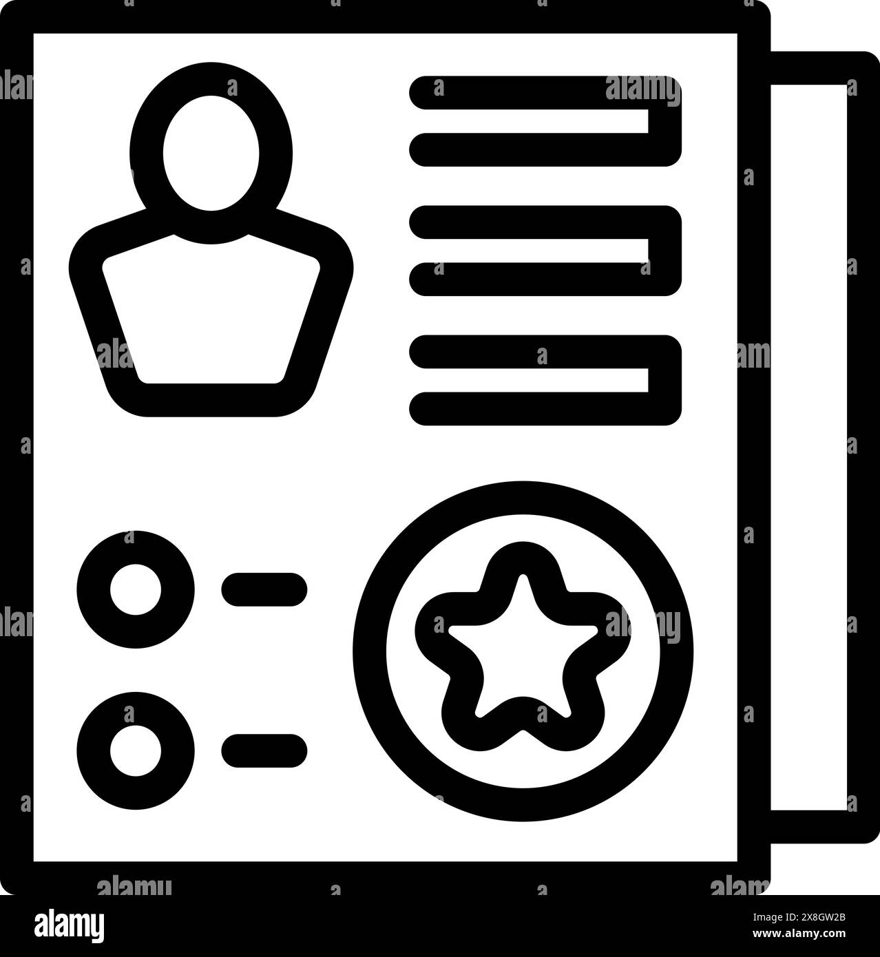 Modern black line icon for a resume featuring a person and star symbol ...
