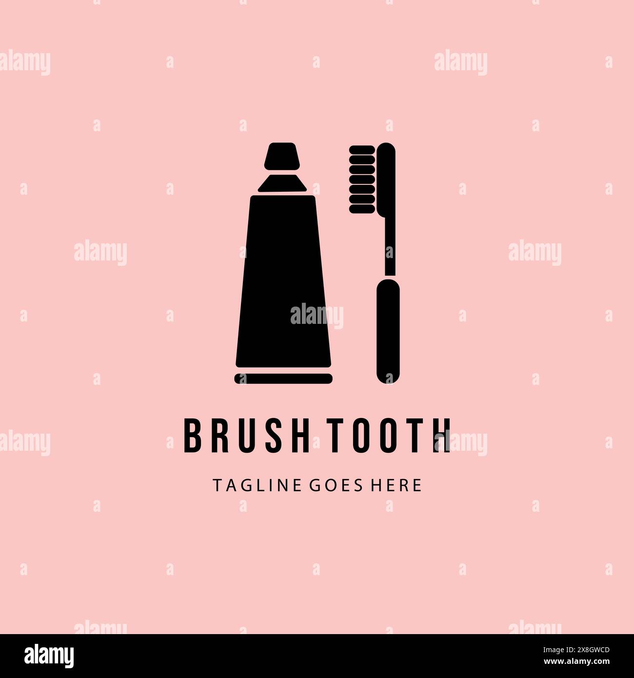 brush tooth line art minimalist logo vector illustration design Stock ...