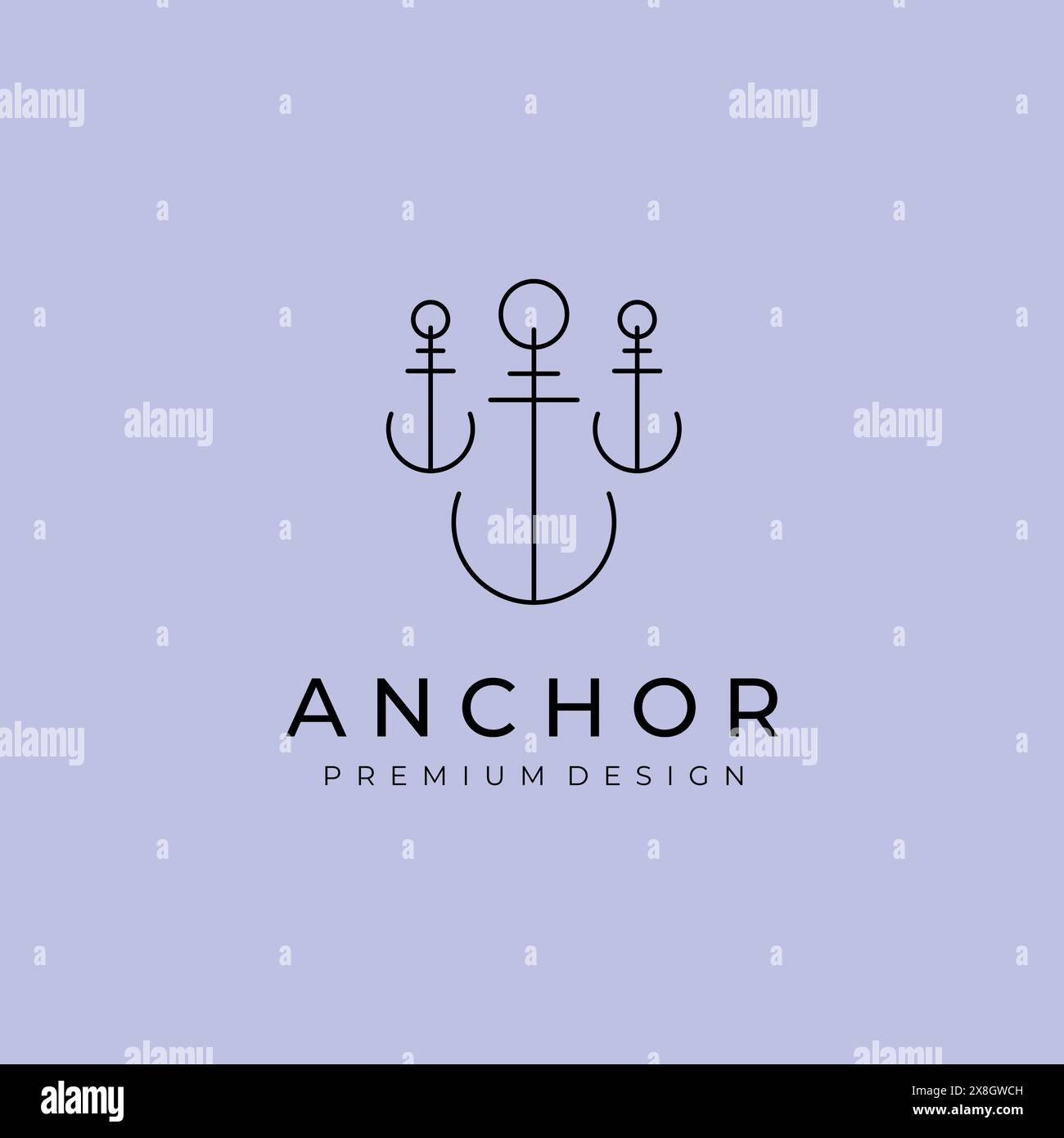 line art simple anchor logo vector illustration design Stock Vector ...