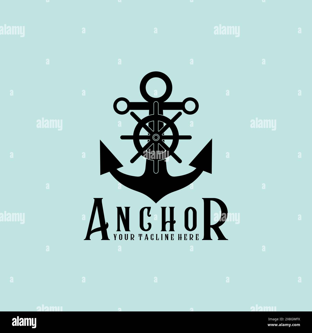anchor vintage retro minimalist logo vector illustration design Stock ...