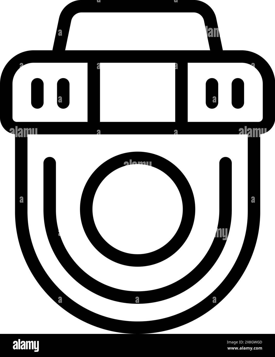 Simple black outline illustration of a camera, ideal for icons or logos ...
