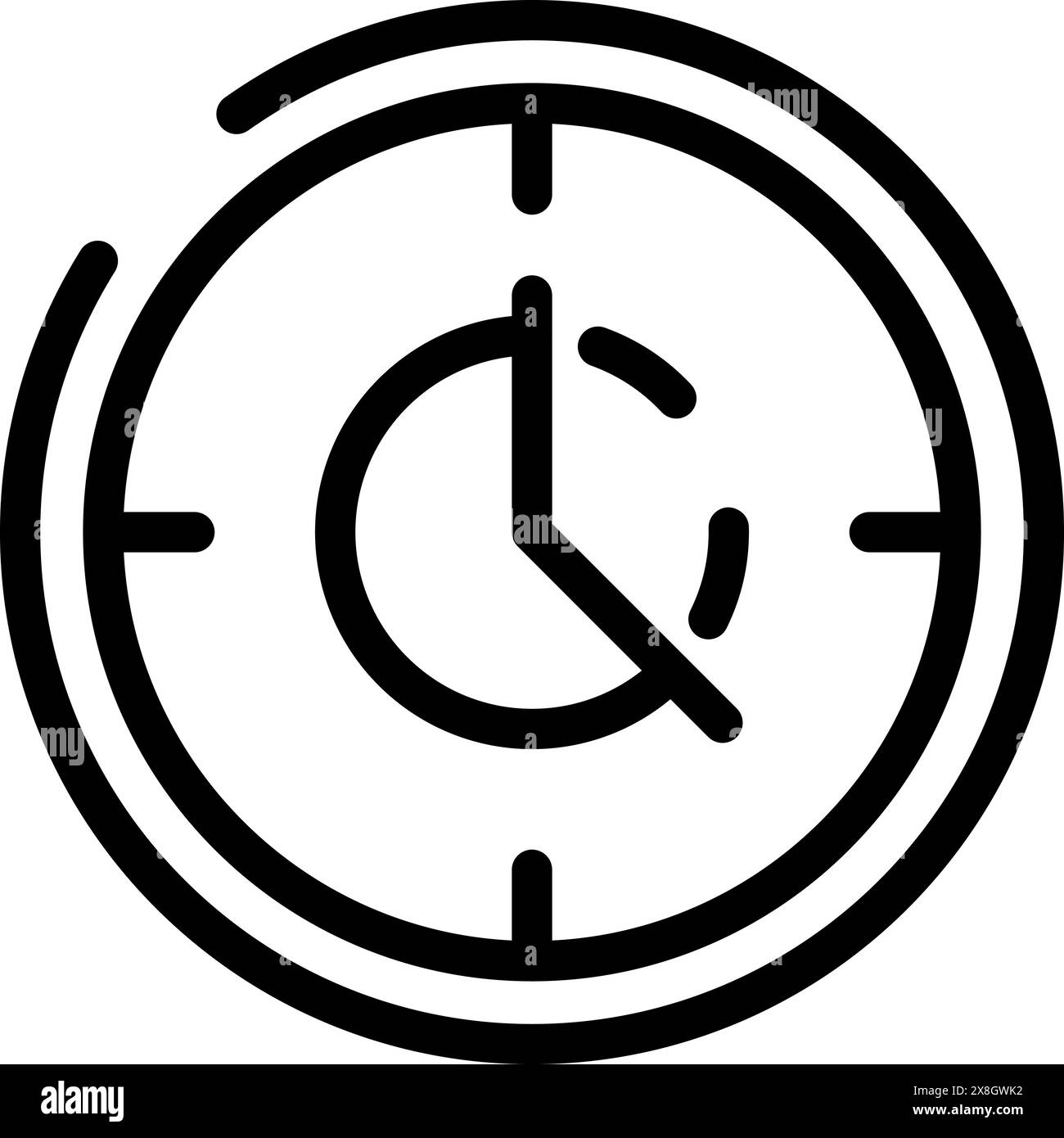 Black and white line art illustration of a simple timer icon, perfect ...