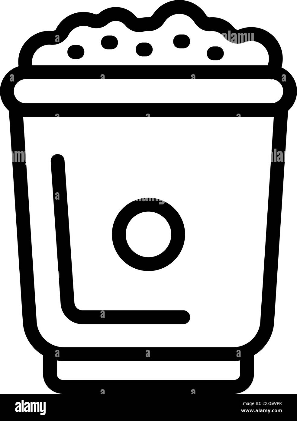 Black and white line art of a classic popcorn bucket, ideal for ...
