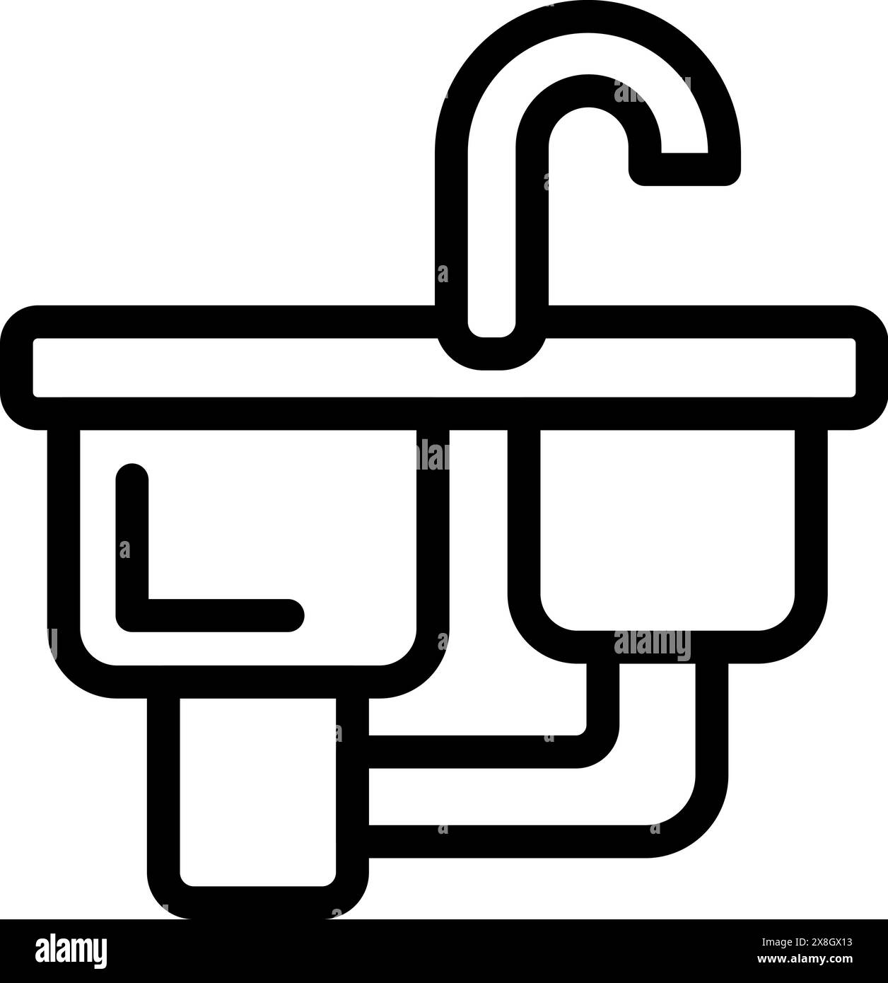 Simple, highcontrast line drawing of a washbasin and tap, ideal for ...
